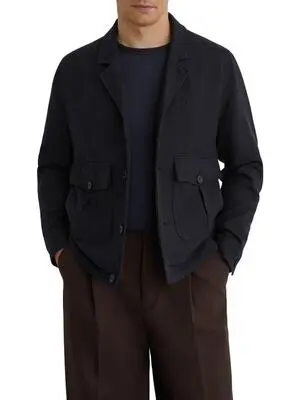 REISS Textured Hopsack Jacket - Navy