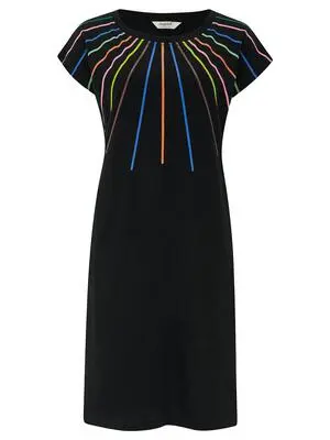 SUGARHILL BRIGHTON Katelyn Jersey Tunic Dress With Rainbow Print - Black