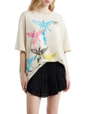 Daydreamer Angel Stamps Graphic T-shirt - Dirty White