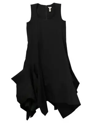 Comme Des Garçons Asymmetrical Ruffle Midi Dress - Black