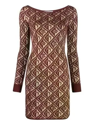 MARINE SERRE Diamant-jacquard Minidress - Red