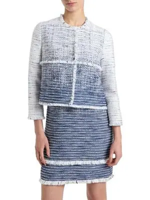 Santorelli Valerie Short Jacket In Ombre Modern Tweed - Blue Aura