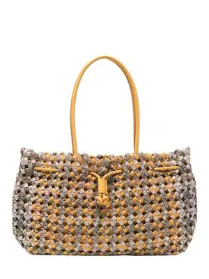 Borbonese La Nido Woven Drawstring Shoulder Bag - Yellow