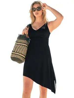 SWIM 365 Swim 365 Convertible Swim Dress With Built-in Brief Black