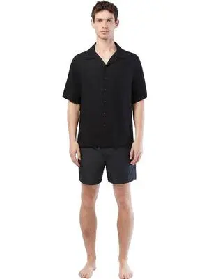 Onia Silk Vacation Short Sleeve Shirt Black