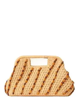 BTB LOS ANGELES Paisley Raffia Clutch - Natural