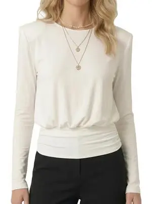 MODENAIRE Draped Open Back Long Sleeve Top - Off-white