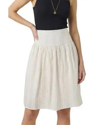 MODENAIRE Textured Smocked Waist A-line Skirt - Ivory
