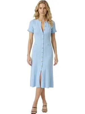 MODENAIRE Button-front Knit Midi Dress - Blue