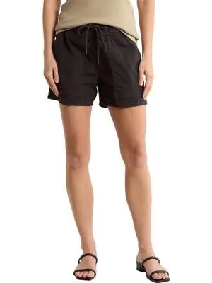JAMES PERSE Stretch Cotton Poplin Drawstring Shorts - Black