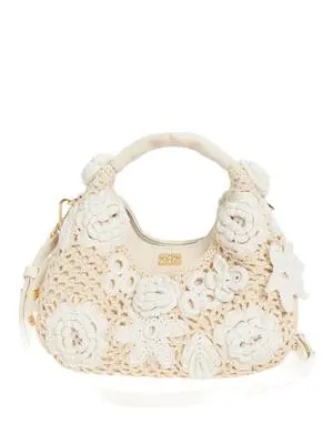 GANNI Mini Crochet Hobo Bag - Egret
