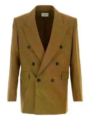 Saint Laurent Double-breasted Wool Blazer - Brown