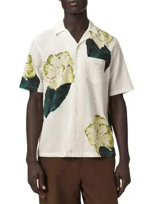 ALLSAINTS Nouvelle Floral Linen & Cotton Camp Shirt - Ecru