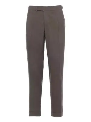 BRIGLIA 1949 Pleated Turn-up Trousers - Brown