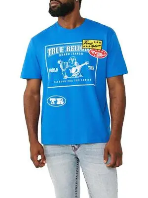 True Religion Logo Patch Graphic T-shirt - Lapis Blue