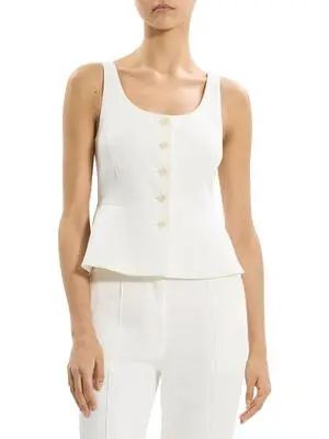 Theory Linen-blend Button-detailed Vest - Ivory