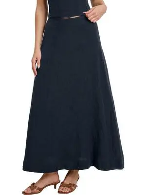 FAVORITE DAUGHTER Linen Maxi Skirt - Navy