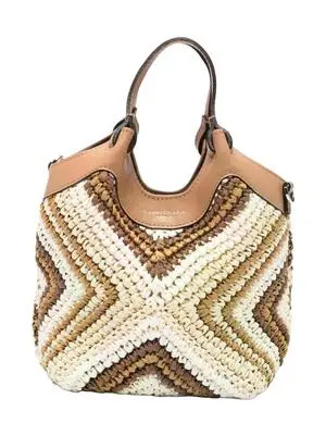 GIANNI CHIARINI Dua Woven Chevron-pattern Tote Bag - Brown