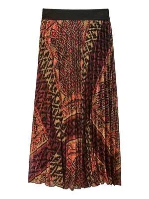 Ba&sh Olgia Geometric-print Pleated Skirt - Red