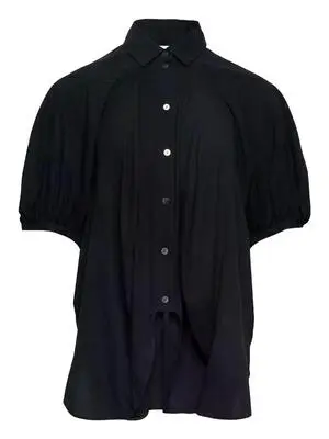 ENFOLD Puff-sleeve Pleated Shirt - Black