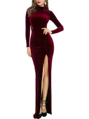 ROSERRY Sydney Velvet Maxi Dress - Red