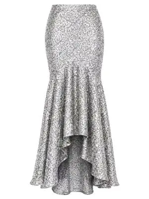 ROSERRY Sequin-embellished Ruffled Skirt - Silver