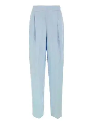 Agnona Pleated Linen Trousers - Blue