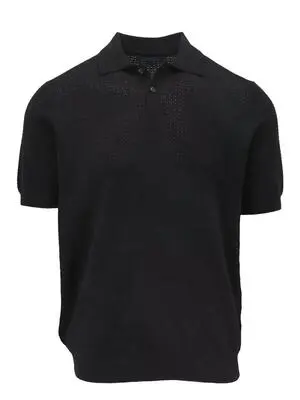 PYA Short-sleeve Knit Polo Shirt - Black