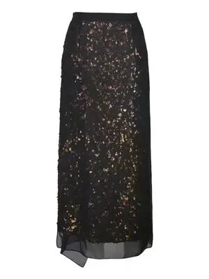 Michael Kors Sequin-embellished Draped Maxi Skirt - Black