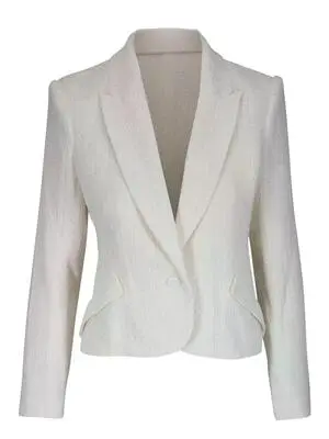 L'Agence Jennah Single-breasted Cotton Blazer - Neutrals