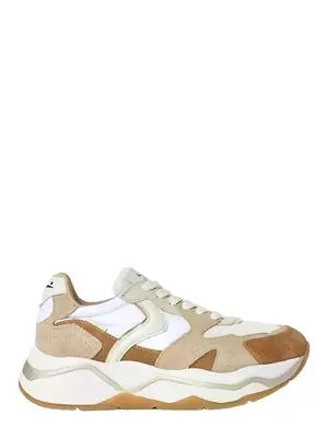 VOILE BLANCHE Suede Panelled Mesh Sneakers - Neutrals