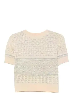 Ermanno Scervino Pointelle Knit Top - Neutrals