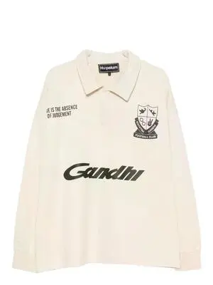 HOPEIUM Logo-print Polo-collar Sweater - Neutrals