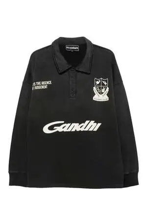 HOPEIUM Logo-print Polo-collar Sweater - Brown