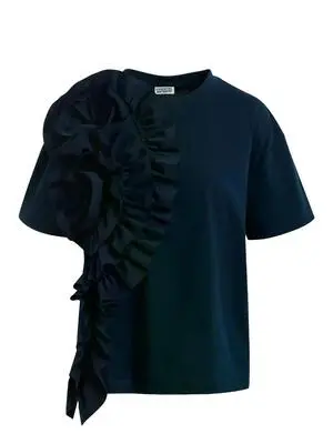 Essentiel Antwerp Floral Detail T-shirt With Ruffle - Blue