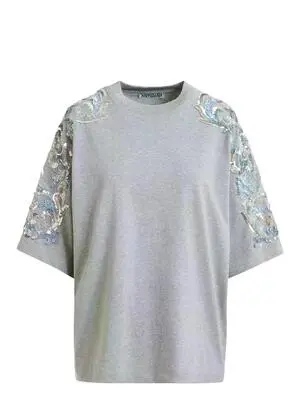 Essentiel Antwerp Sequin And Bead Embellished T-shirt - Grey