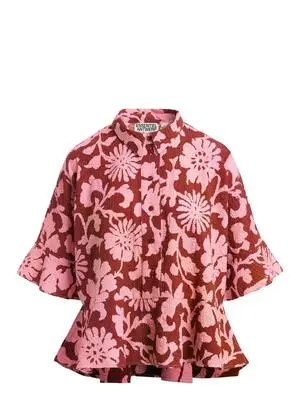 Essentiel Antwerp Floral-print Peplum-hem Blouse - Brown