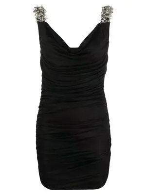 Pinko Embellished Gathered Mini Dress - Black