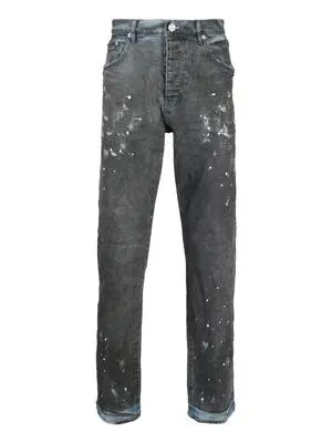 PURPLE BRAND Paint Splatter Straight-leg Jeans - Blue