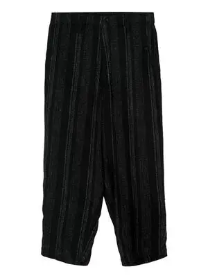 Yohji Yamamoto Striped Cropped Trousers - Blue