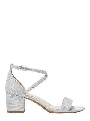 Michael Kors 57mm Serena Flex Crossover-strap Heeled Sandals - Silver