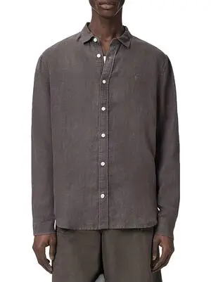 ALLSAINTS Loom Long Sleeve Shirt - Heron Grey