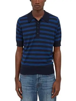 WALES BONNER Breeze Polo Shirt - Navy/blue
