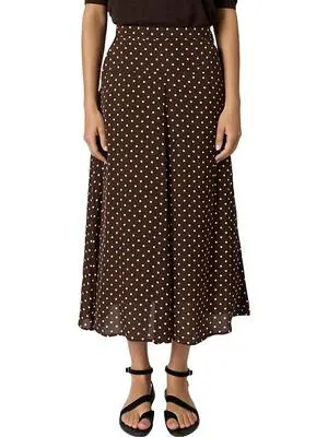Gerard Darel Jihan Polka Dot A-line Midi Skirt - Brown