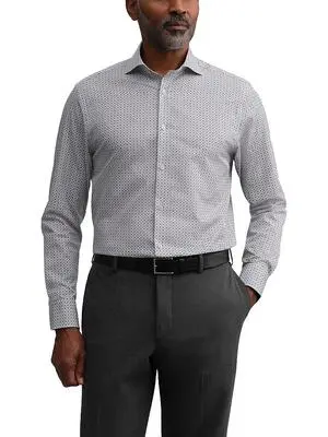 Ted Baker London Nantucket Slim Fit Premium Stretch Medallion Dress Shirt - Grey Multi