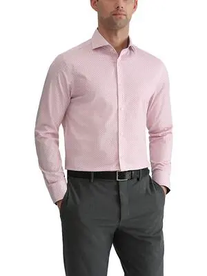 Ted Baker London Nantucket Slim Fit Premium Stretch Medallion Dress Shirt Pink Multi