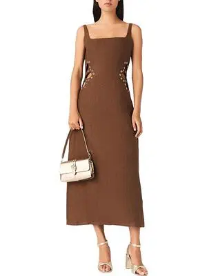 Maje Racao Linen Maxi Dress - Brown