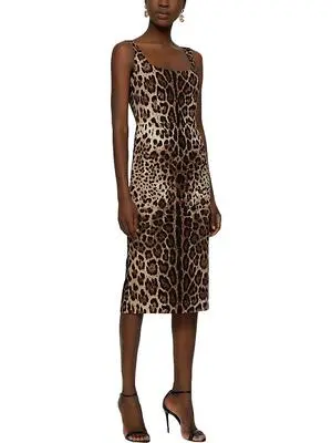 Dolce & Gabbana Dolce & Gabbana Leopard Print Charmeuse Midi Dress Hym
