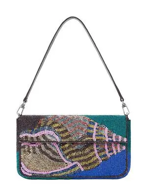 Staud Timmy Beaded Convertible Shoulder Bag Conch Shell