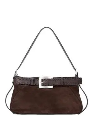 Staud Brooklyn Suede Shoulder Bag - Espresso
